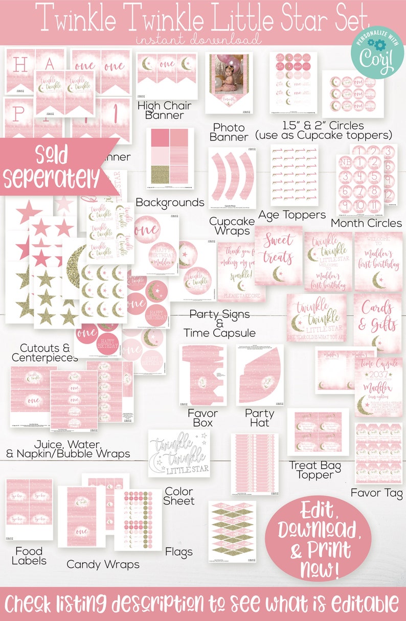 Twinkle Twinkle Little Star Food Labels Twinkle Buffet Cards | Etsy