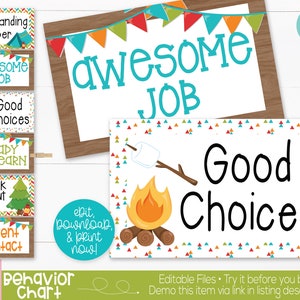 Camping Theme Classroom Editable Behavior Clip Chart Printable, Teacher ...