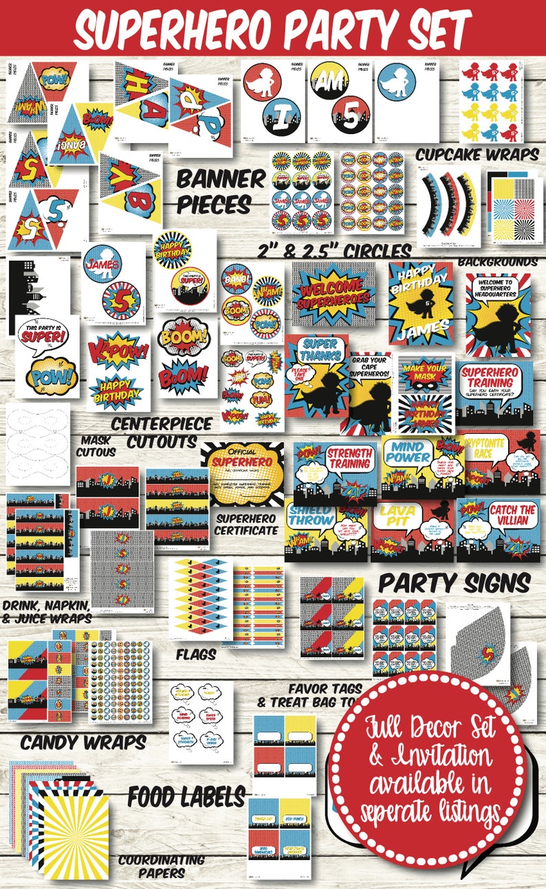 Superhero Birthday Party Banner, Superhero Birthday Party Decoration ...