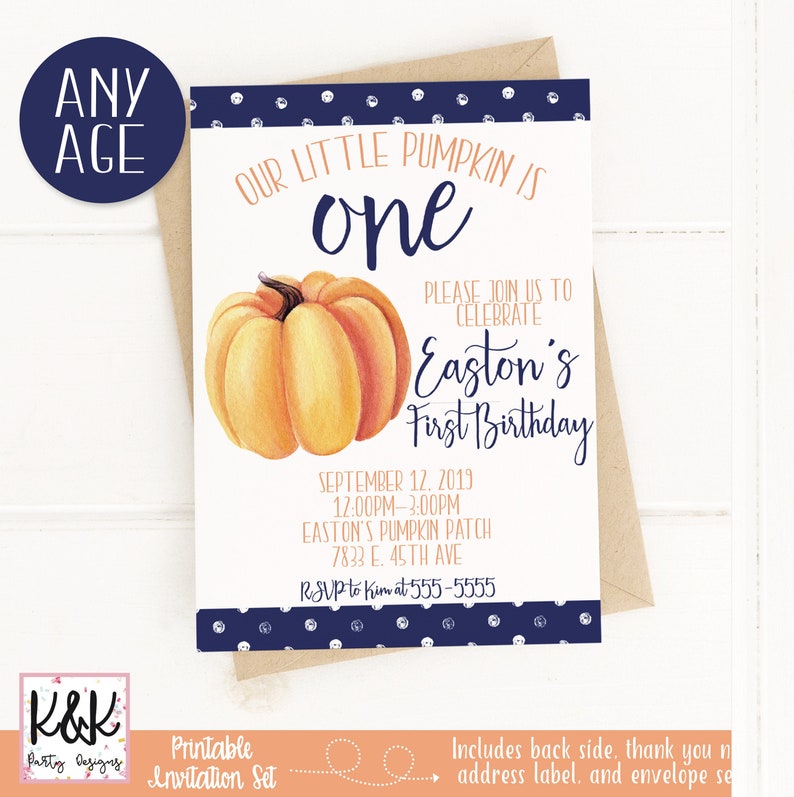 Pumpkin Birthday Party Invitation Pumpkin Birthday Party - Etsy