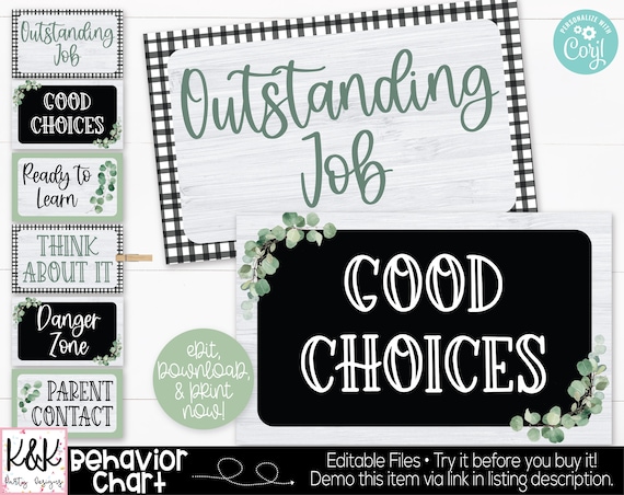 Modern Farmhouse Theme Classroom Editable Behavior Clip Chart - Etsy
