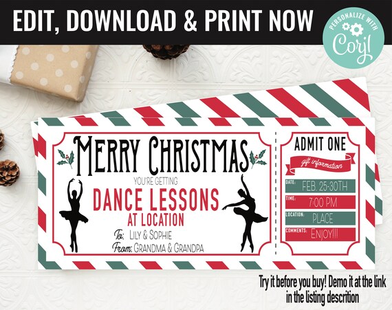 Christmas Surprise Dance Lessons Gift Voucher, Dance Lessons Gift ...