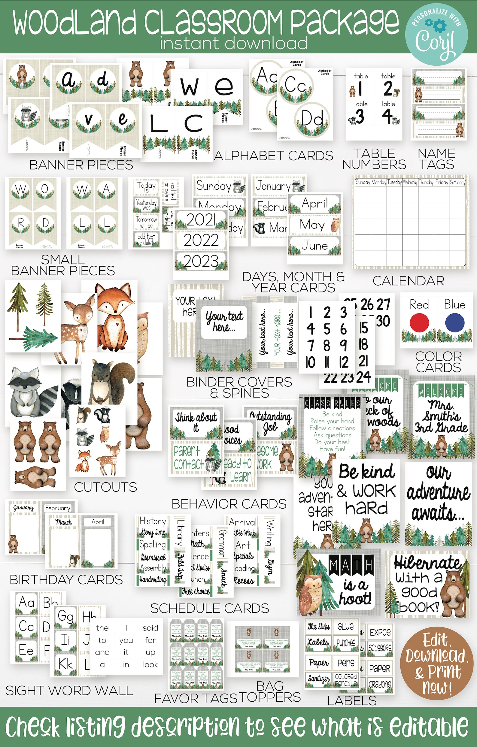 Woodland Classroom Supplies and Decoration, Forest Theme, Teacher ...