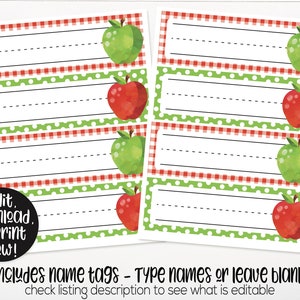 Apple Classroom Name Tags Printable, Apple Theme, Teacher Supply ...