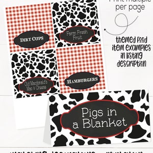 Farm Food Labels, Barnyard Food Labels, Farm Buffet Cards, Farm ...