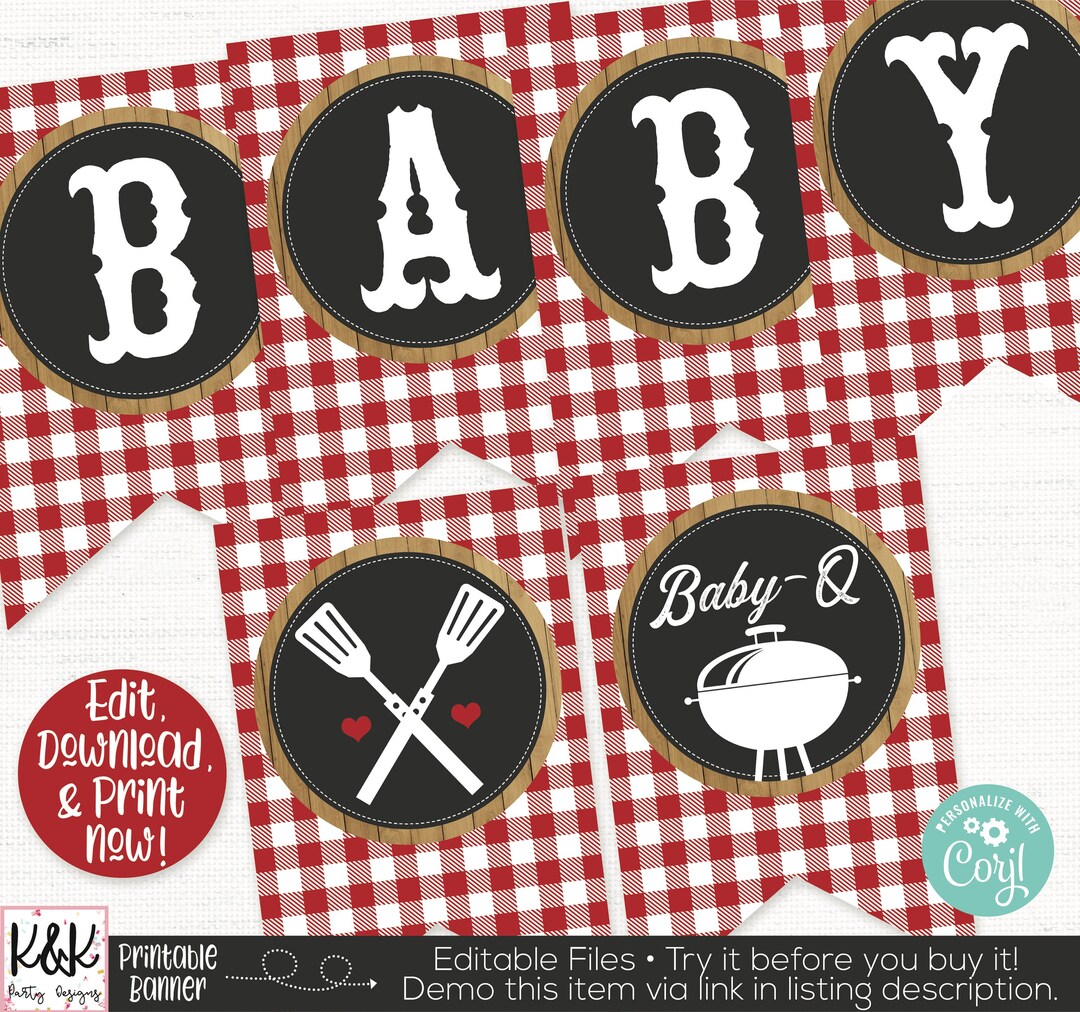Baby Q Baby Shower Banner, BBQ Shower Banner, Barbecue Baby Shower ...
