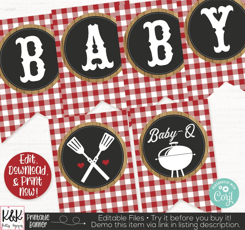 Baby Q Baby Shower Banner, BBQ Shower Banner, Barbecue Baby Shower ...