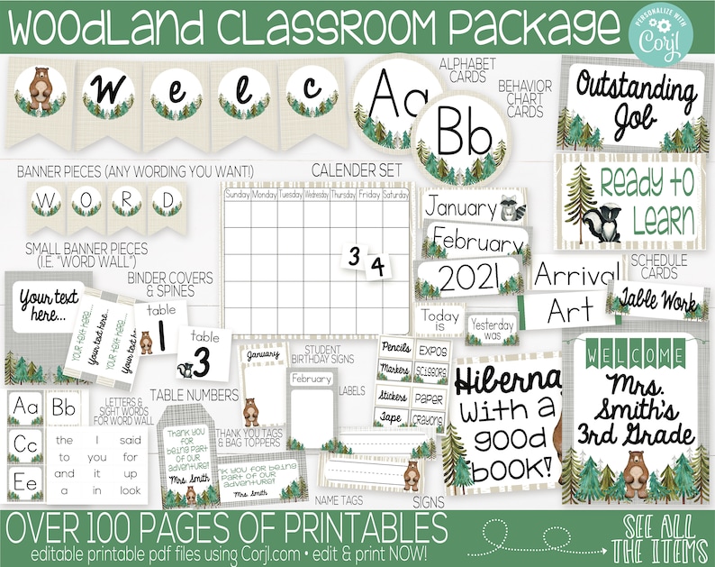 Woodland Classroom Supplies and Decoration Forest Theme - Etsy