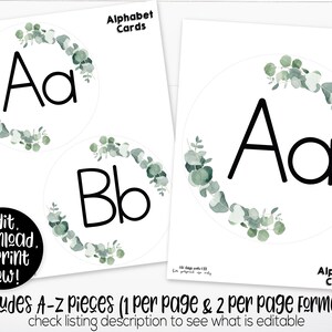 Botanical Theme Classroom Alphabet Banner Printable, Teacher Supply ...