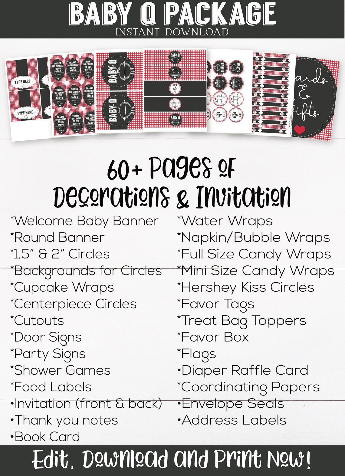 Baby Q Baby Shower Decorations, Baby Q Invitation, BBQ Baby Shower ...