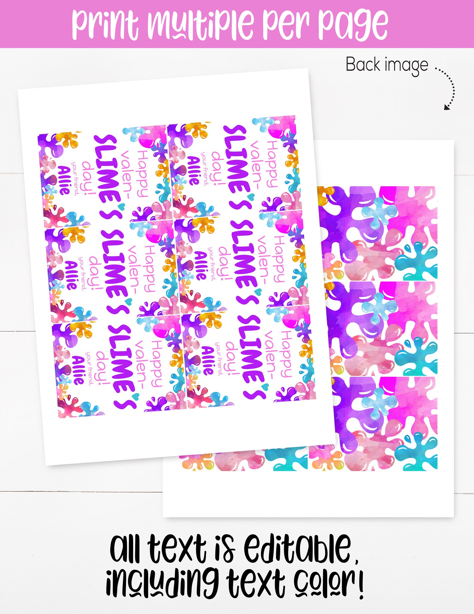 Slime Printable Valentine Tag Card Kids Valentines Day Card | Etsy