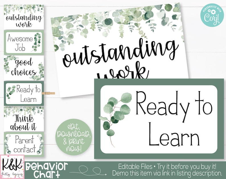 Calm Botanical Classroom Theme Supplies and Decorations Printable, Calm ...
