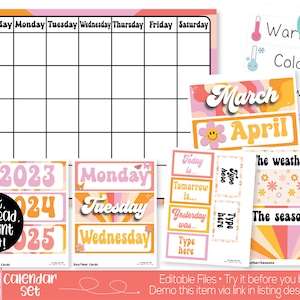 Retro Groovy Classroom Theme Supplies and Decorations Printable, Retro ...