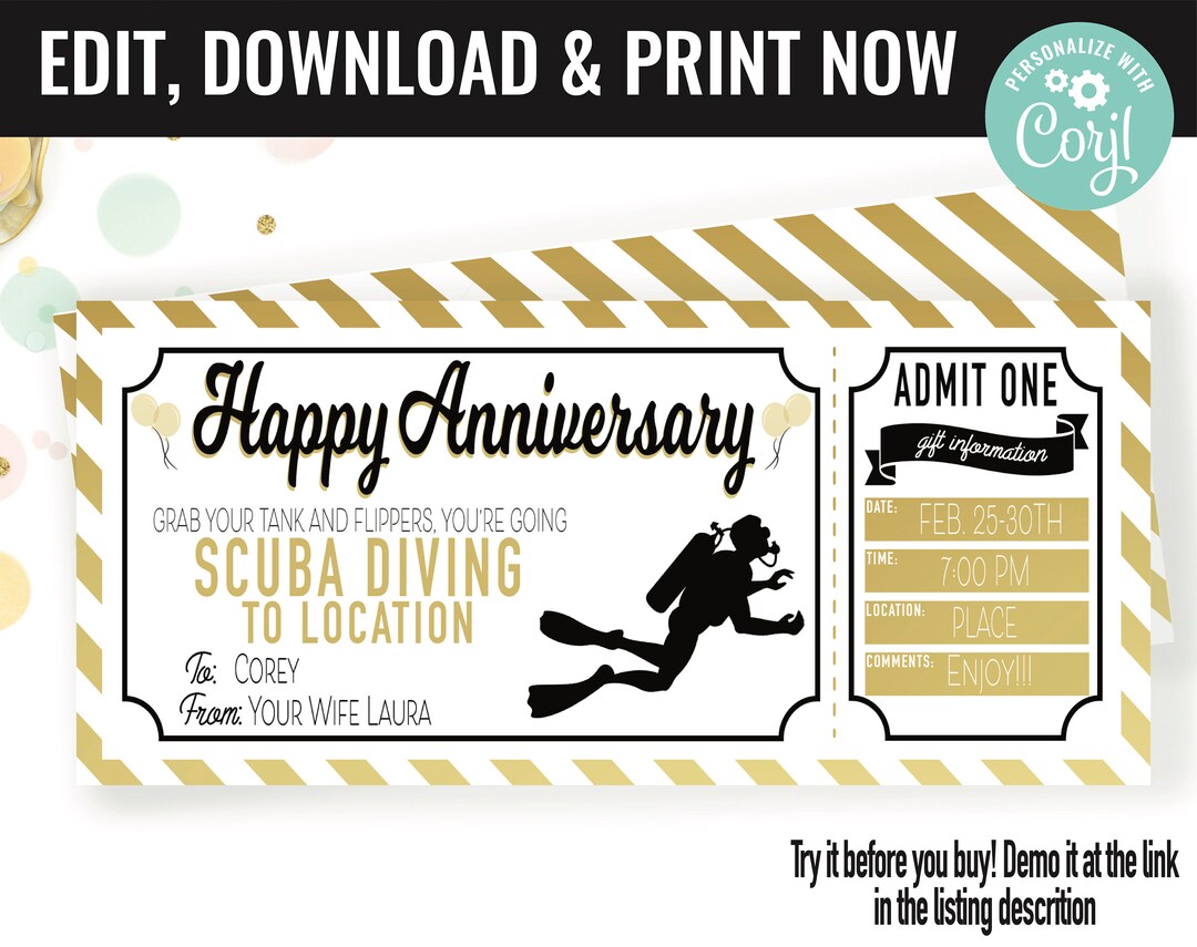 Anniversary Surprise Scuba Lessons Gift Voucher, Scuba Diving Trip ...