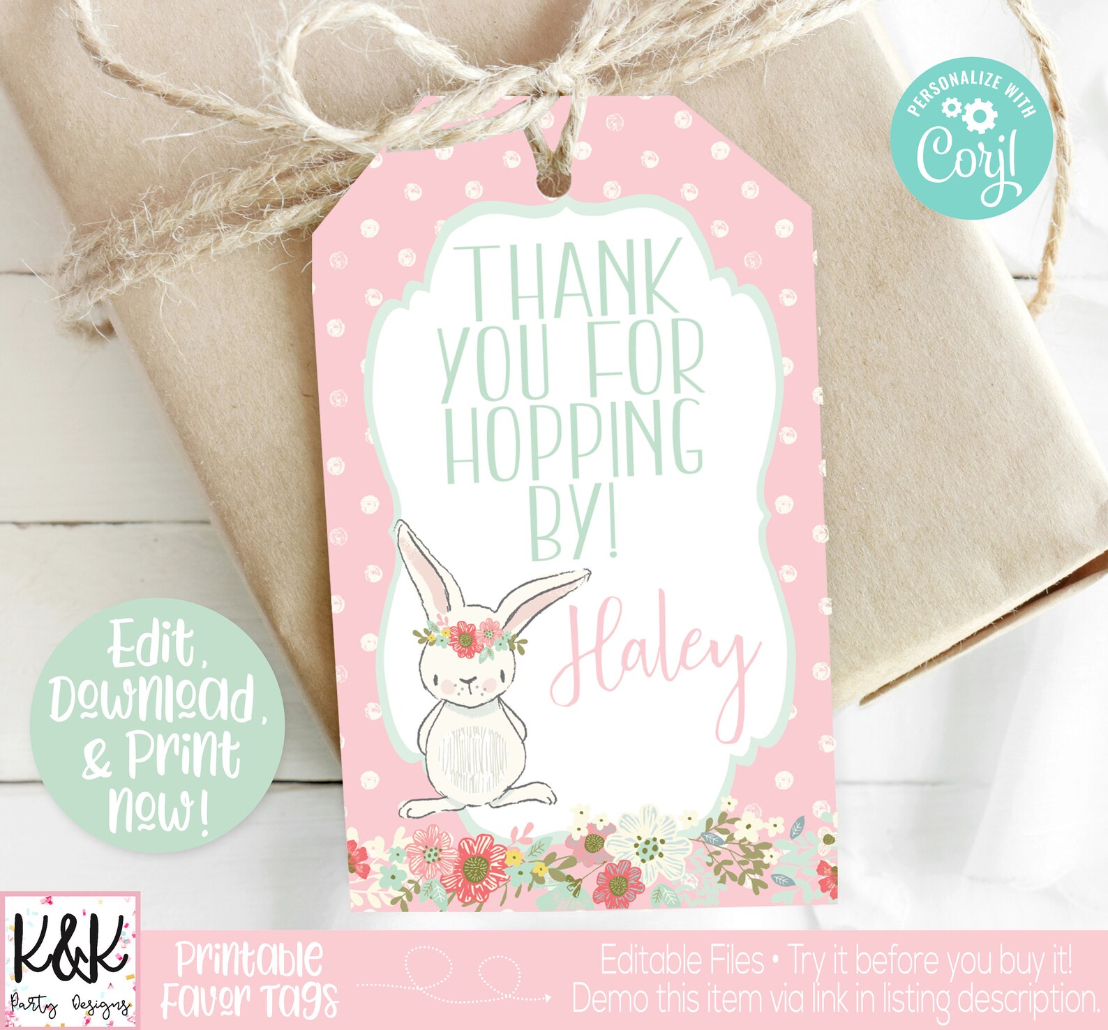 Bunny Favor Tag Some Bunny is One Bunny Birthday Party - Etsy