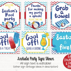 Pool Party Signs, Pool Party Welcome Signs, Pool Party Printable Signs ...