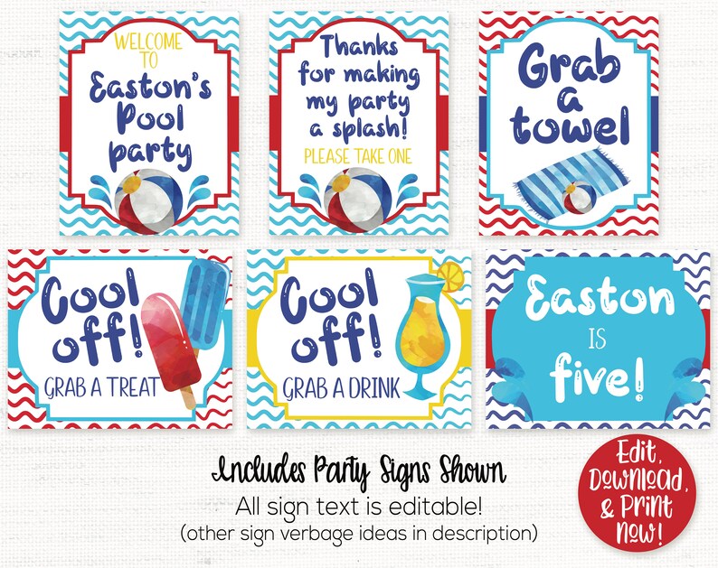 Pool Party Signs Pool Party Welcome Signs Pool Party - Etsy