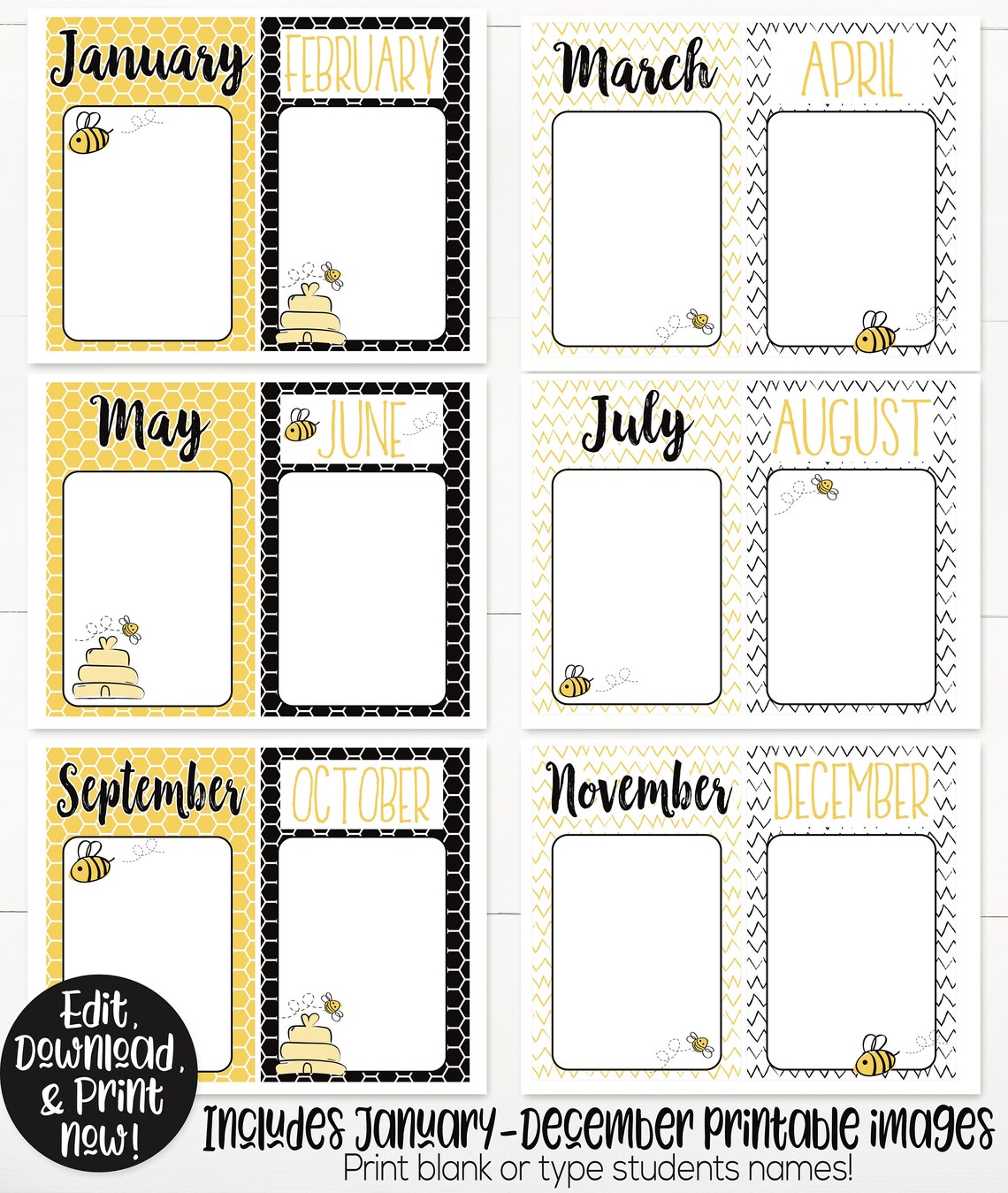 Bee Classroom Birthday Display Printable Bee Theme Teacher | Etsy