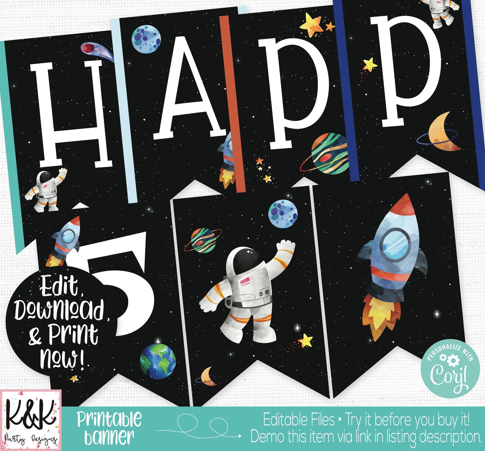 Outer Space Birthday Banner, Outer Space Birthday Party Decorations ...