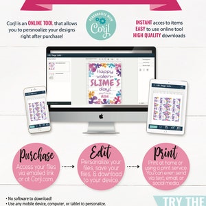 Slime Printable Valentine Tag Card, Kids Valentines Day Card, Will You ...