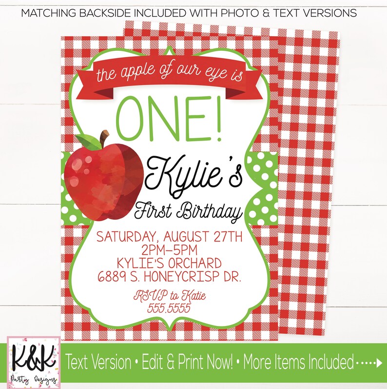 Apple Party Signs Apple Birthday Party Decorations Apple | Etsy