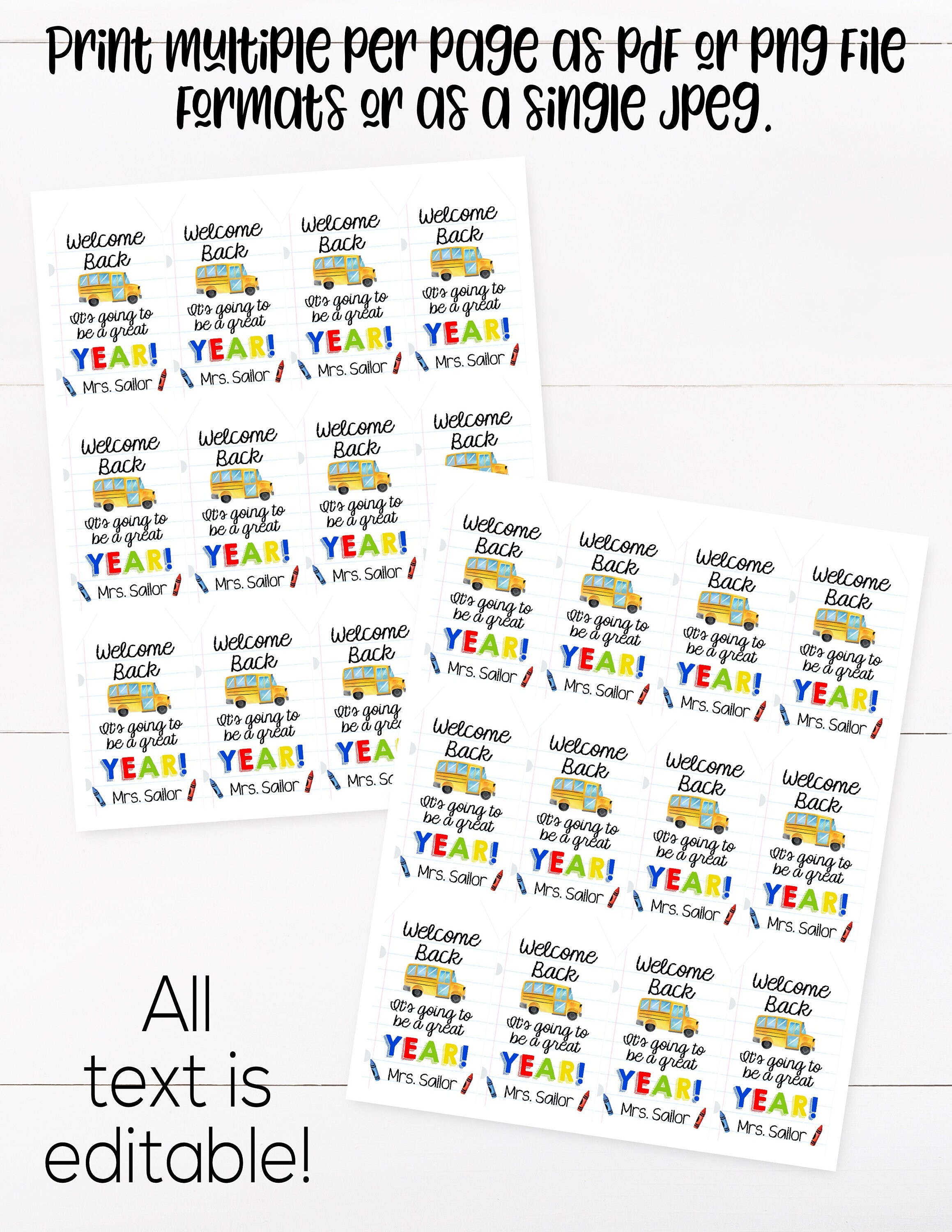 Welcome Back to School Favor Tag, Teacher Favor Tag, Back to School ...