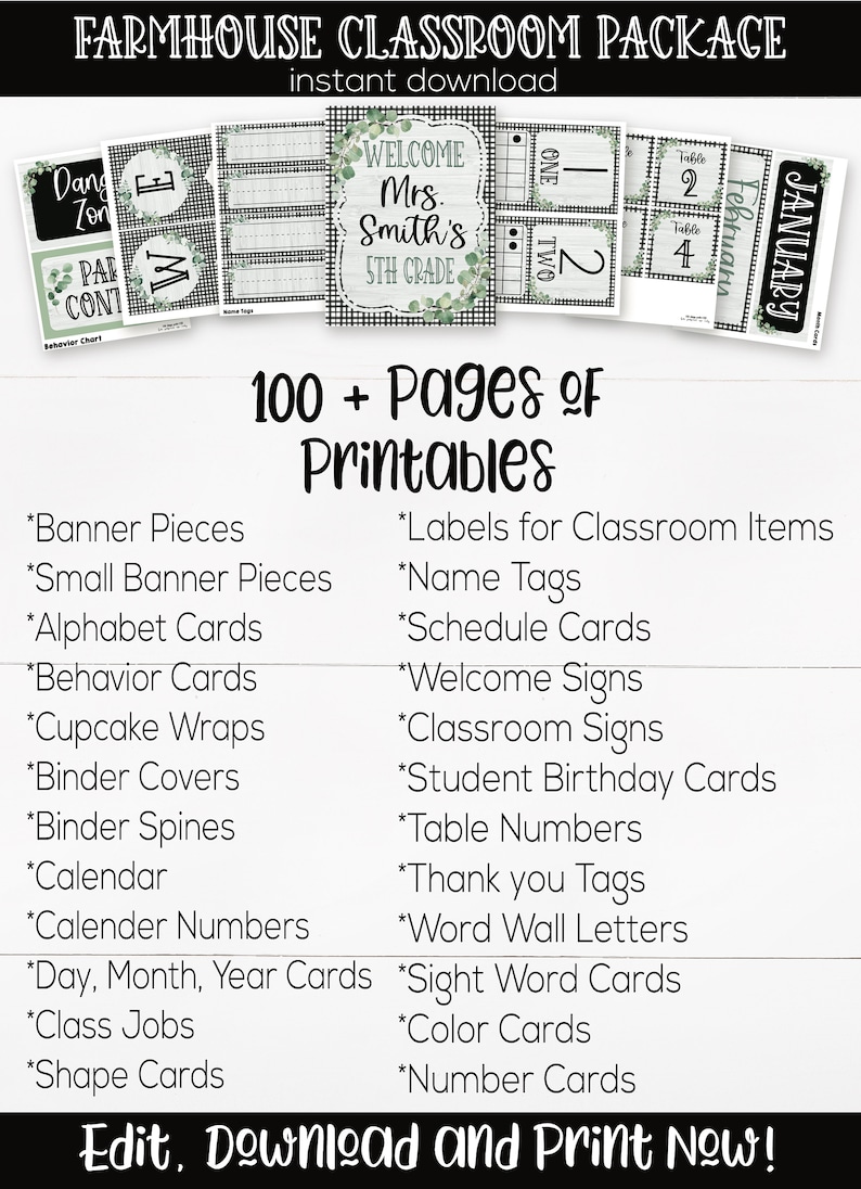 Farmhouse Classroom Theme Supplies and Decorations, Teacher Supply ...