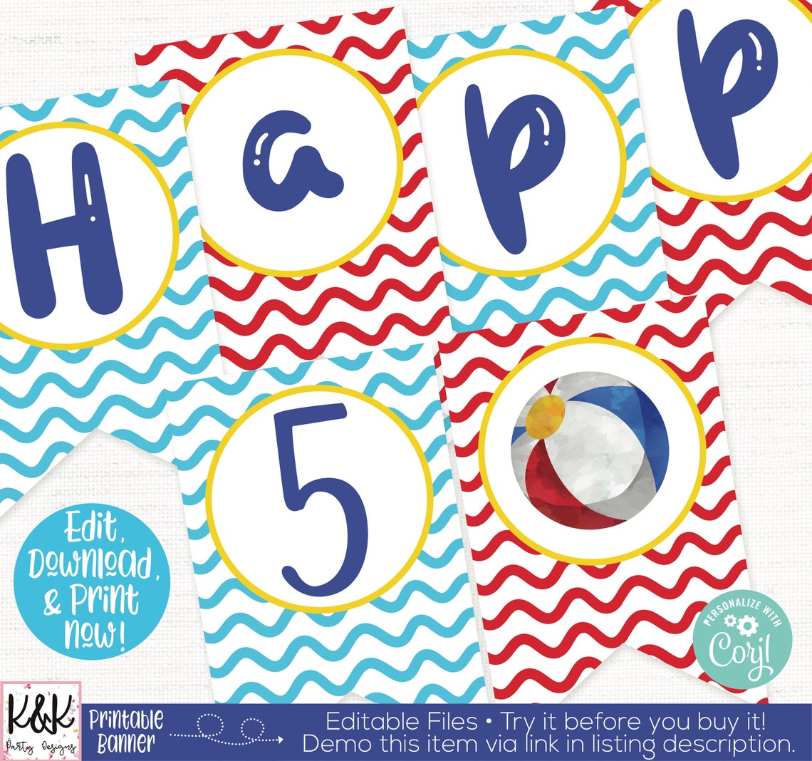 Pool Party Banner Pool Party Decorations Swimming Party | Etsy