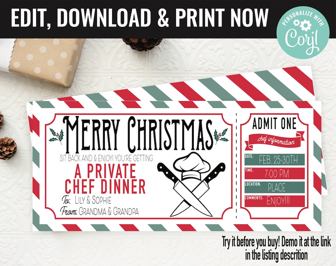 Christmas Surprise Private Chef Dinner Gift Voucher, Private Chef ...