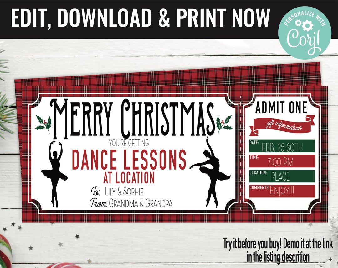 Christmas Surprise Dance Lessons Gift Voucher, Dance Lessons Gift ...