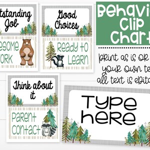 Woodland Forest Theme Classroom Editable Behavior Clip Chart Printable ...