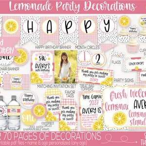 Pink Lemonade Birthday Party Decorations, Pink Lemonade Party Sign ...