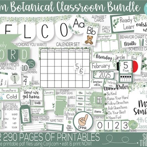 Calm Botanical Theme Classroom Calendar Set Printable, Teacher Supply ...