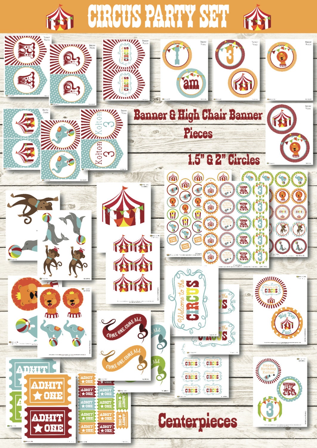 Circus Birthday Party Decorations Printable Carnival Birthday - Etsy