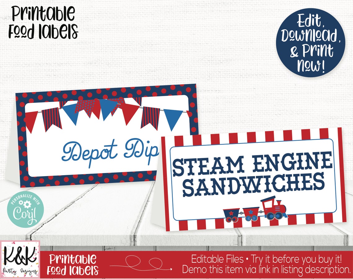 Train Food Labels Train Buffet Cards Train Place Cards - Etsy