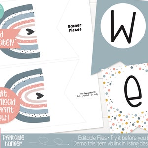 Boho Rainbow Theme Classroom Name Tags Printable, Teacher Supply ...