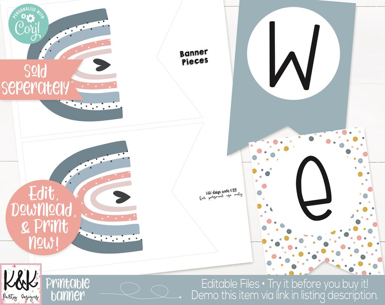 Boho Rainbow Theme Classroom Name Tags Printable Teacher - Etsy