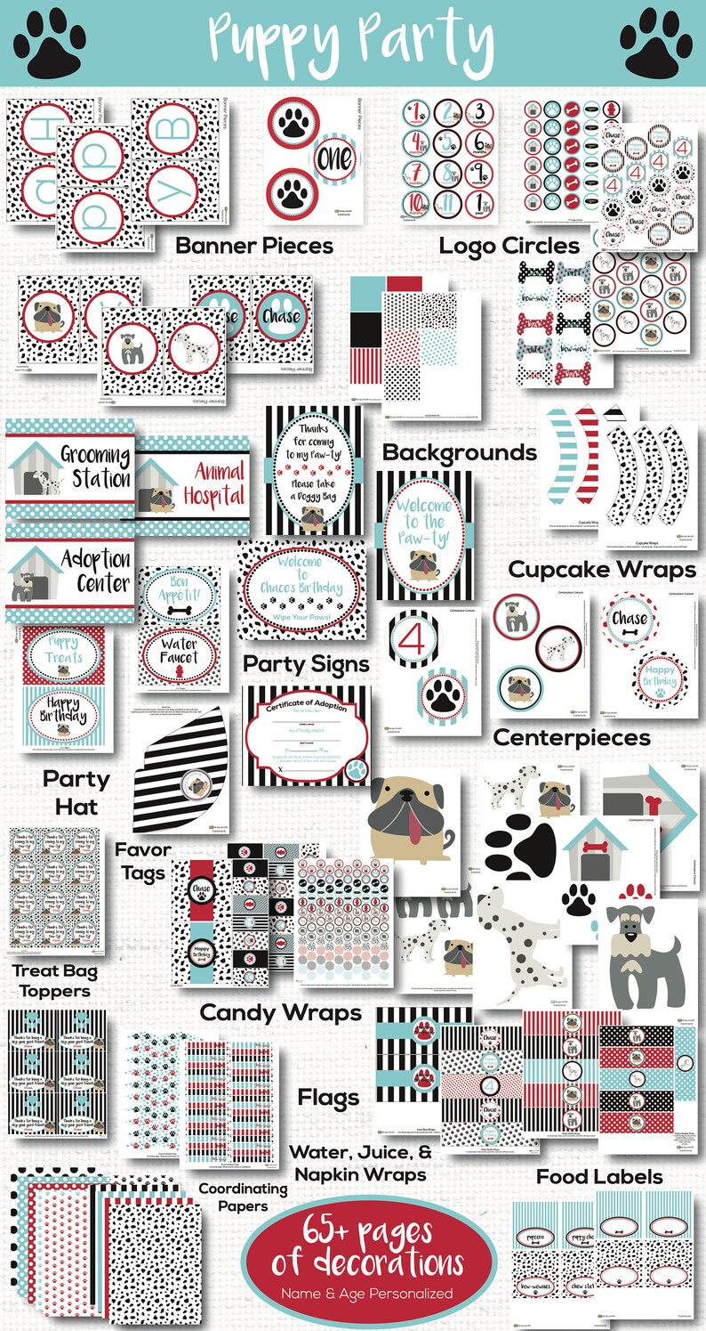 Puppy Dog Food Labels Puppy Dog Place Cards Puppy Dog Buffet - Etsy