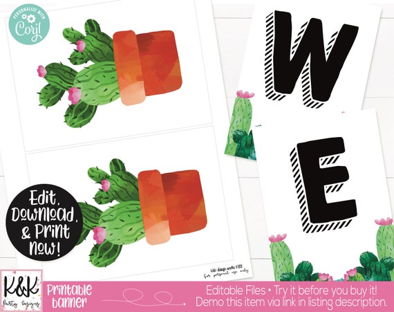 Cactus Classroom Banner Printable, Cactus Theme, Teacher Supply ...