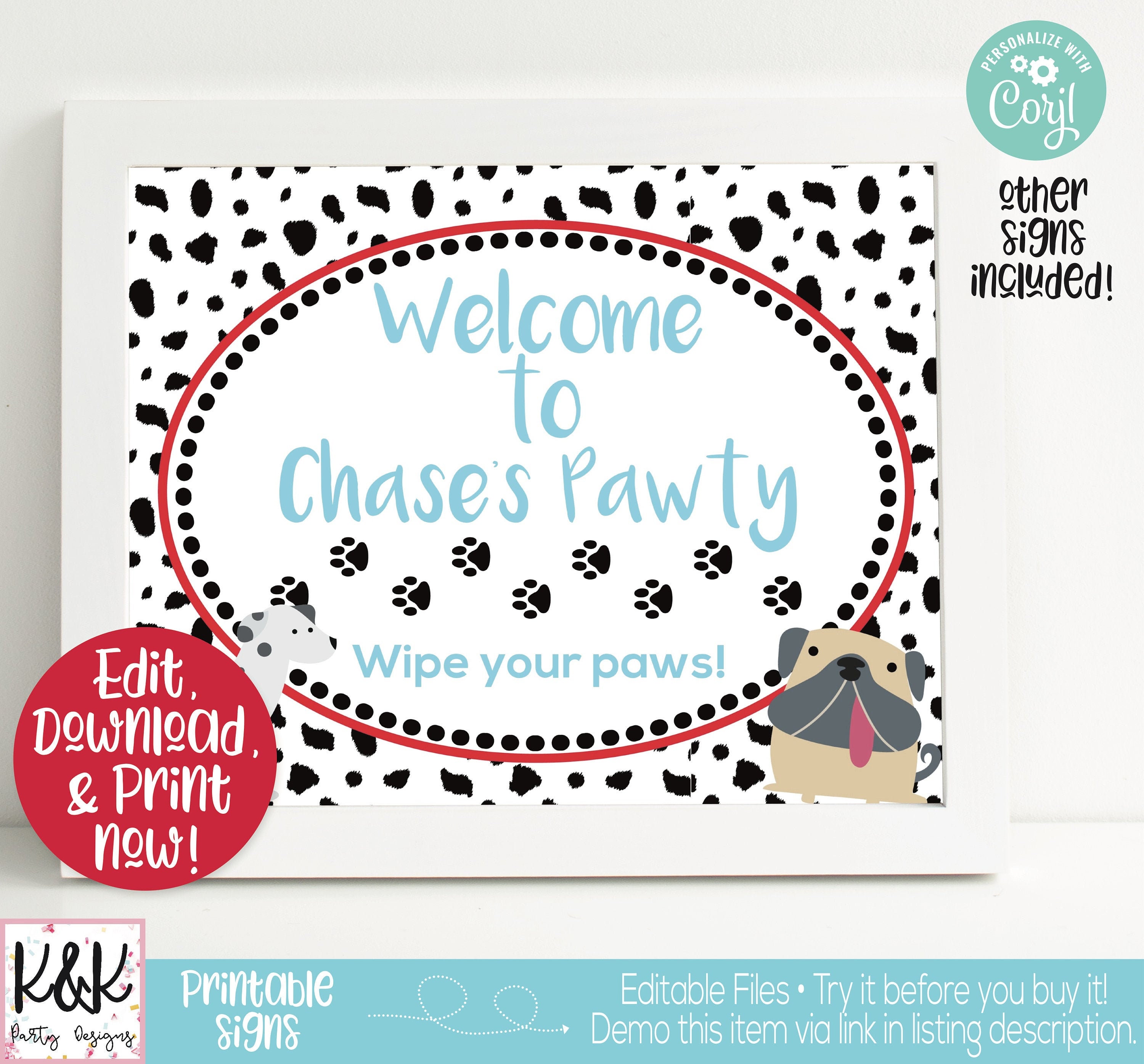 Puppy Dog Party Signs Puppy Dog Welcome Signs Puppy Dog | Etsy