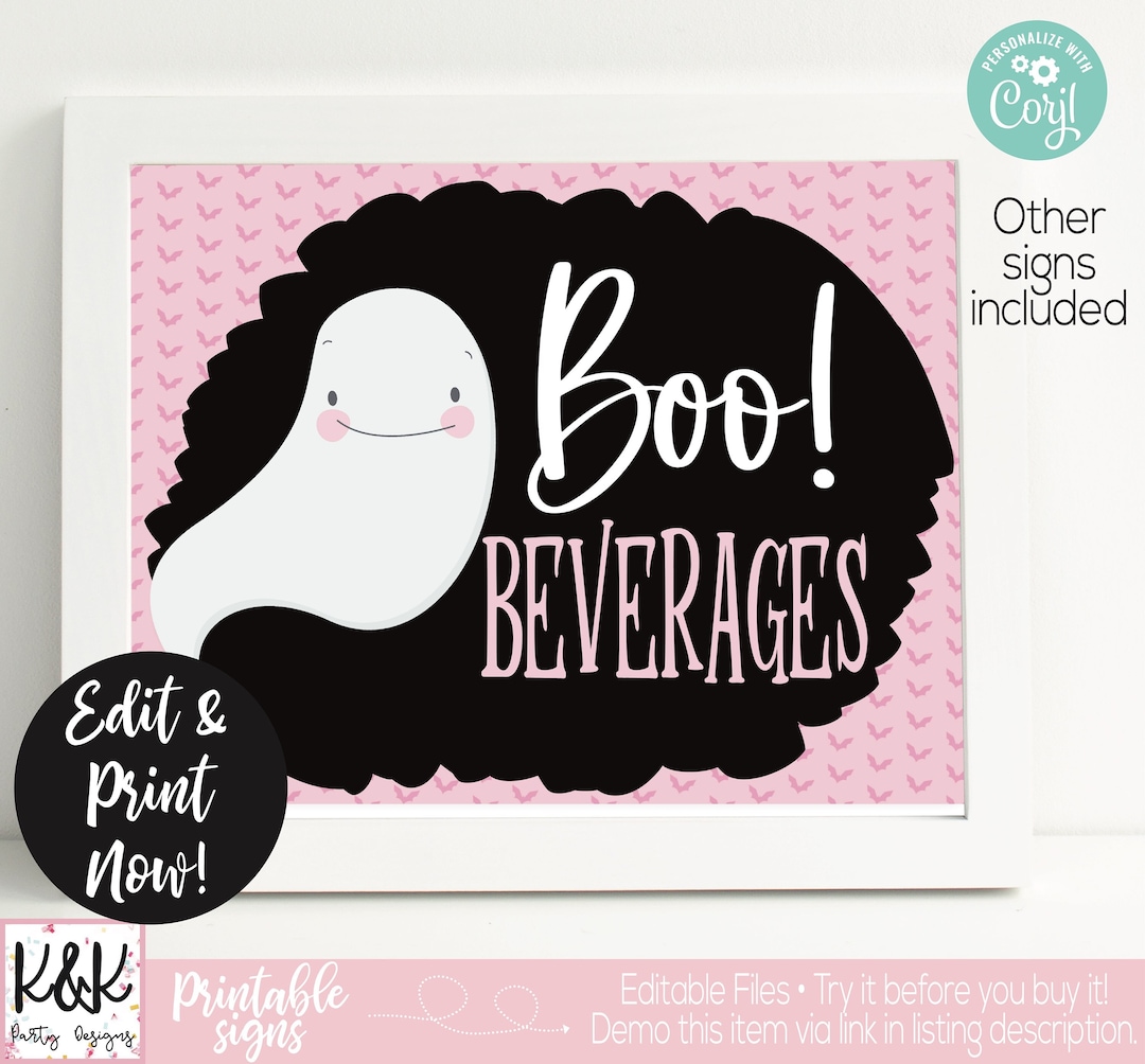 Boo Day Pink Ghost Party Signs Ghost Birthday Party Decorations ...