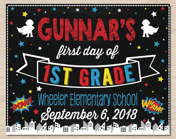 First Day of School Sign Printable, Back to School Chalkboard, 1st Day ...