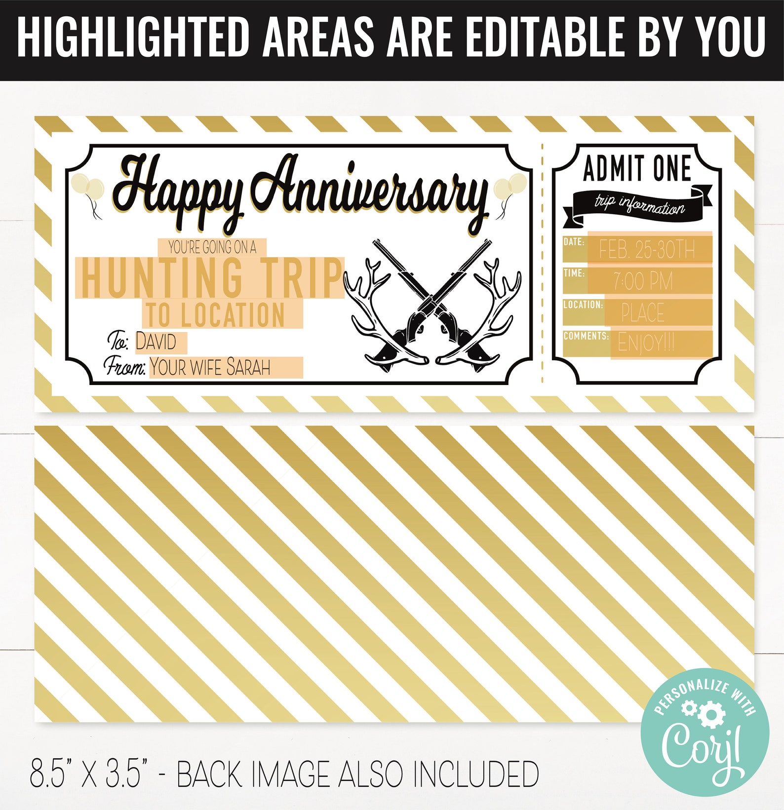 Anniversary Hunting Trip Ticket Surprise Gift Voucher, Surprise Hunting ...