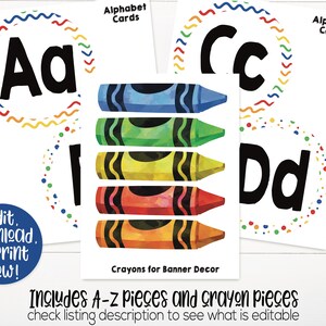 Crayon Theme Classroom Alphabet Banner Printable, Teacher Supply ...