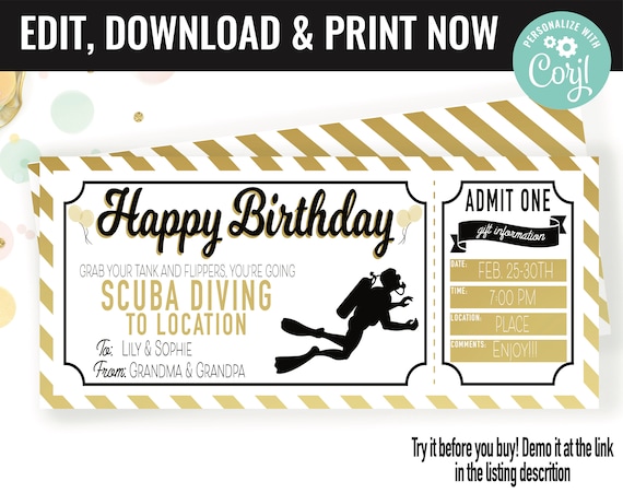 Birthday Surprise Scuba Lessons Gift Voucher, Scuba Diving Trip ...