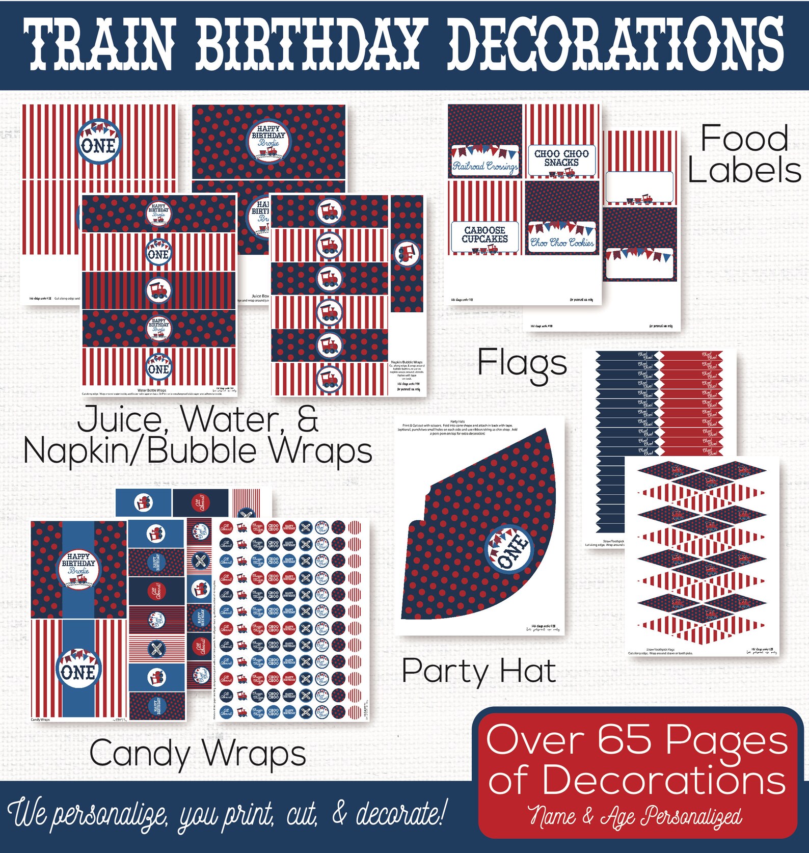 Train Birthday Party Printable Decorations Train Party Train | Etsy