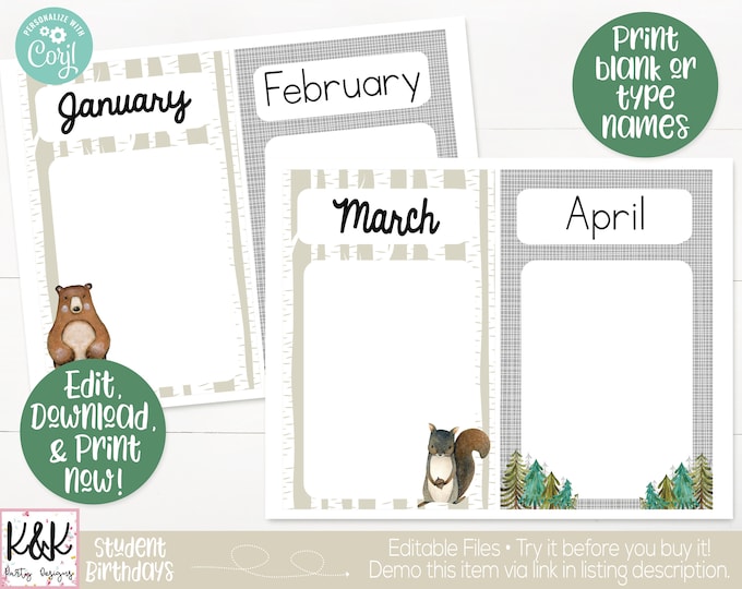 Woodland Birthday Display, Editable Classroom Birthday Board, Forest ...