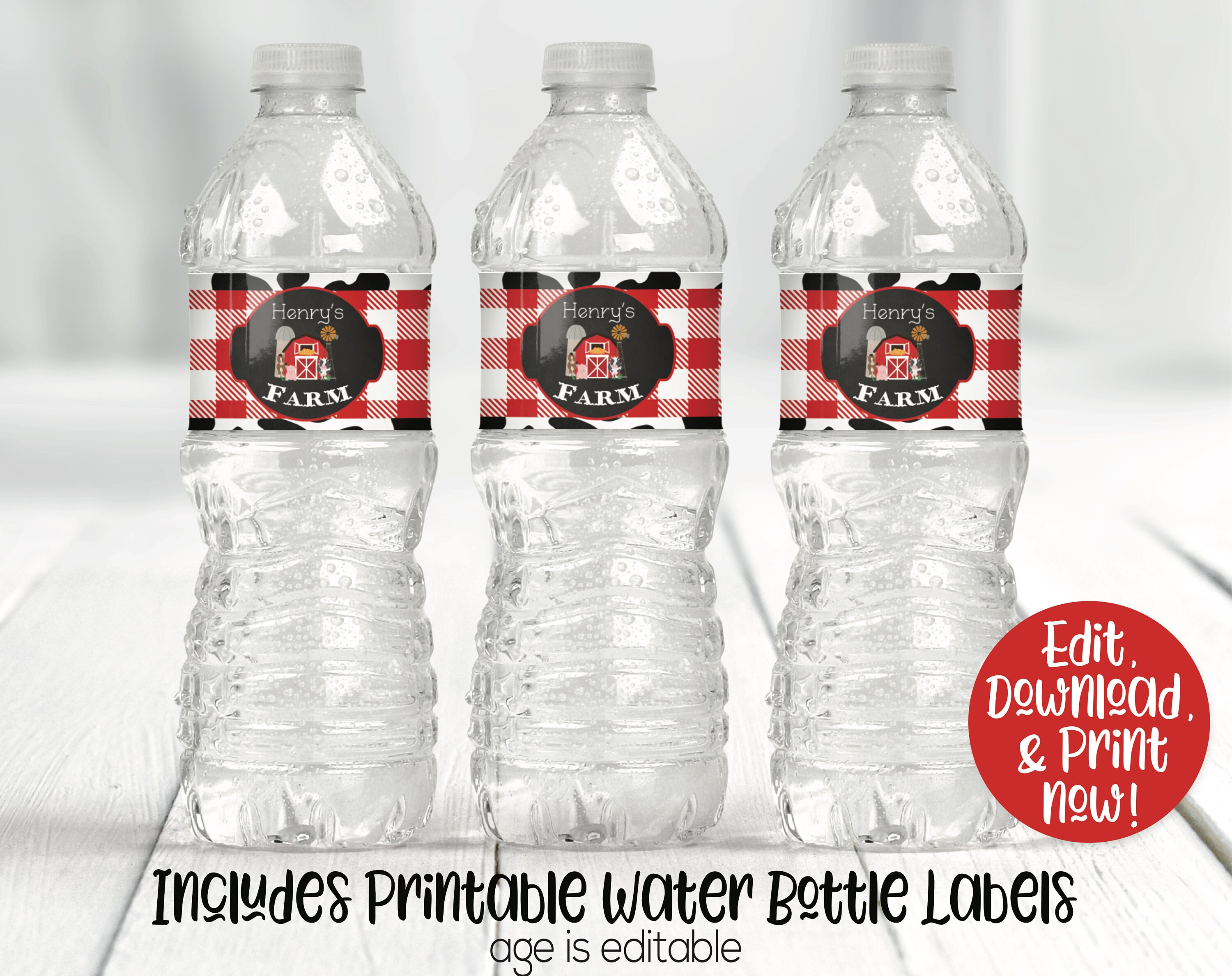 Farm Water Bottle Labels Farm Drink Bottle Labels Farm | Etsy