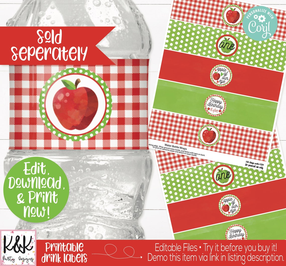 Apple Food Labels, Apple Buffet Cards, Apple Place Cards, Apple of Our ...