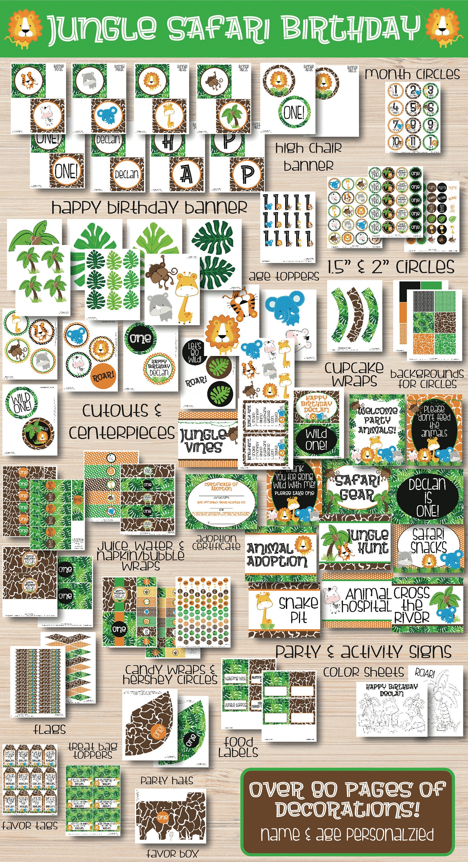 Safari Birthday Party Decorations Jungle Birthday Party | Etsy